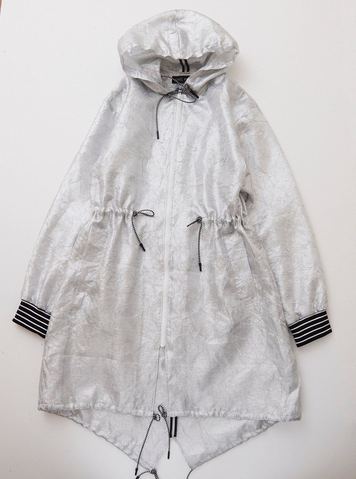 Metallic Silver Organza Parka – Vinti Andrews